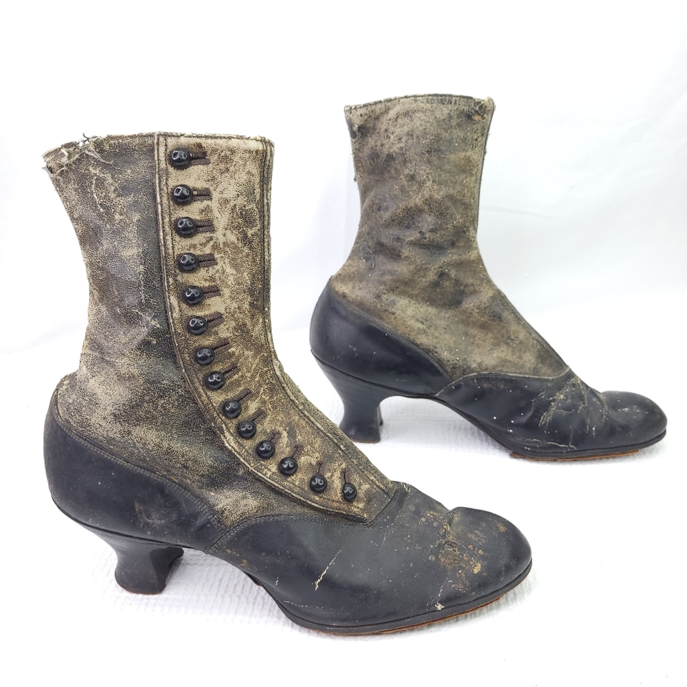 Antique Victorian Edwardian Leather Button Up Boots W… - Gem